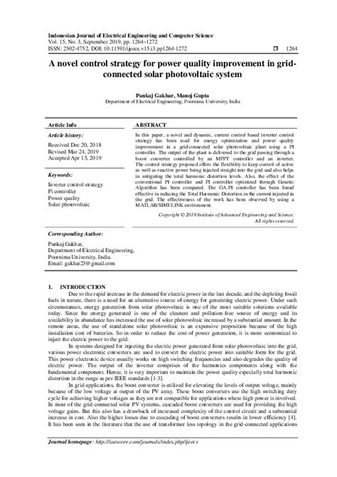 Pdf A Novel Control Strategy For Power Quality Improvement In Grid