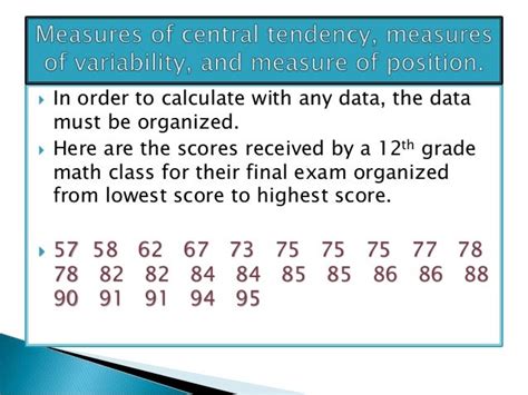 measures of central tendency variability and position