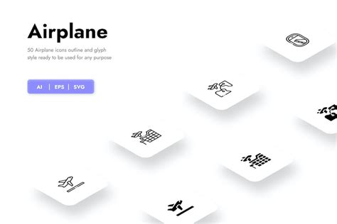 Набор иконок самолета Графика Envato Elements