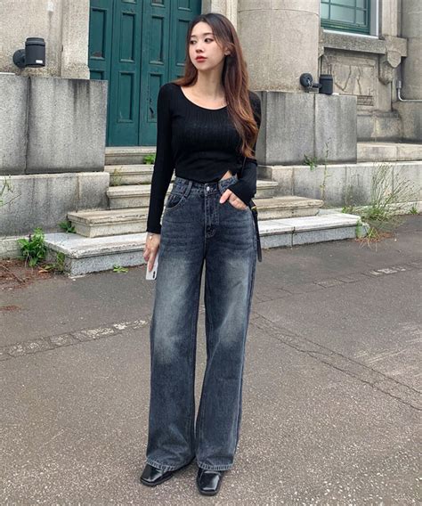 워너비뮤즈 무배🚀 빈티지🤎가을무드 워싱 와이드 데님 팬츠 하이웨스트 롱 일자 청바지 하의 코튼 면 Y2k 스트릿 힙 빅사이즈 중청 진청 흑청 3col