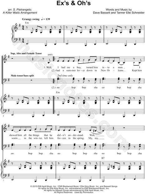 Elle King Exs And Ohs Arr Scott Pietrangelo Satb Choir Piano