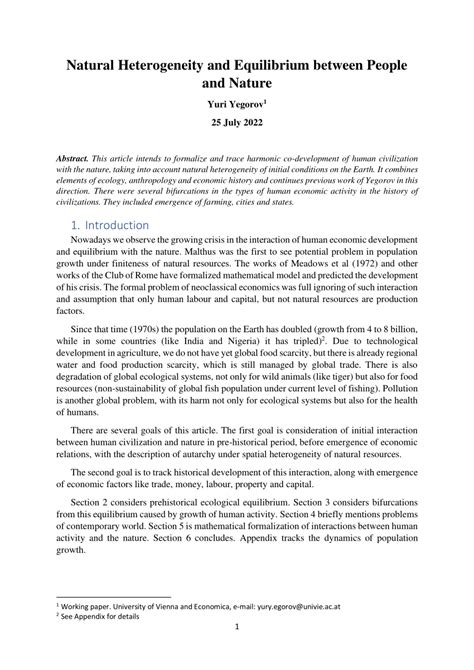 PDF Natural Heterogeneity And Equilibrium Between People And Nature
