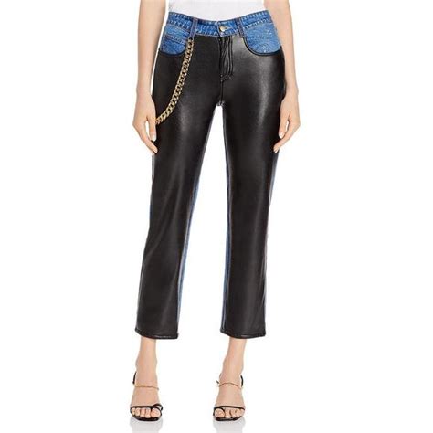 Hellessy Jeans Hellessy Womens Melling Black Denim Faux Leather