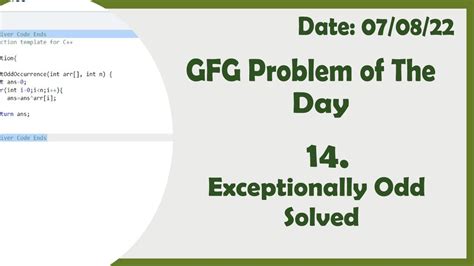 Exceptionally Odd GFG Daily Problem YouTube