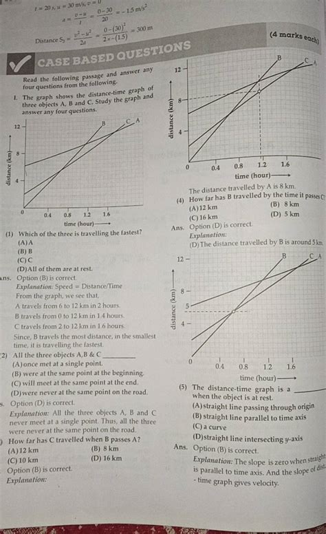 The Distance Time Graph Is A When The Object Is At Rest Filo