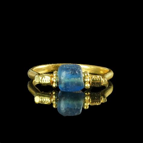 Ring With Roman Blue Glass Bead