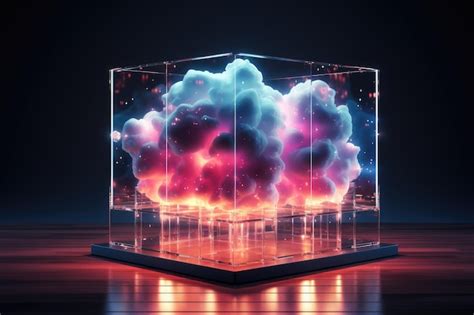 Premium Photo Abstract Colorful Glowing Cloud Cloud Computing Technology Concept