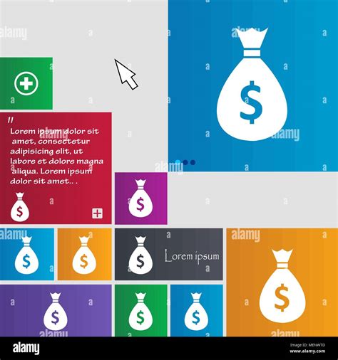 Dollar Money Bag Icon Sign Buttons Modern Interface Website Buttons With Cursor Pointer