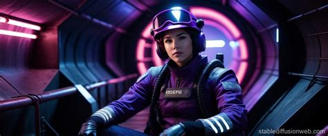 Teenager In Despair In Futuristic Oil Mining Tunnel Stable Diffusion