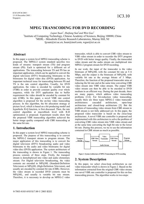 Pdf Mpeg Transcoding For Dvd Recording