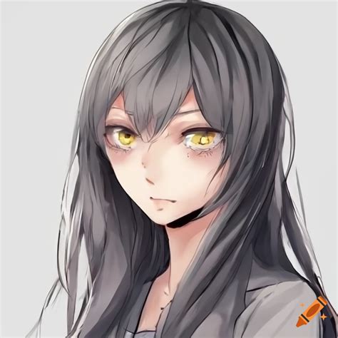 Anime Girl With Long Black Hair And Yellow Eyes