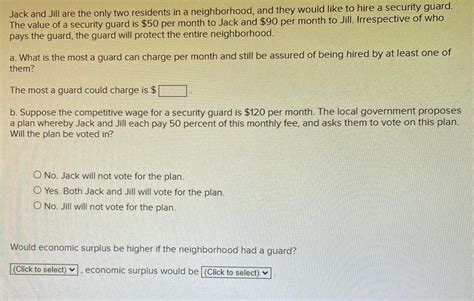 Solved Jack And Jill Are The Only Two Residents In A Chegg