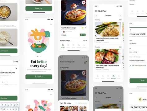 极简现代干净整洁烹饪食谱餐厅咖啡馆下单点餐点单结账APP移动应用小程序UI设计套件Woks Recipe Mobile App UI Kit 安鱼设计资源丨优质平面设计资源共享站