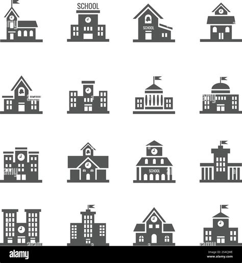 School Building Vector Icons Set School Building Vector Icons Set