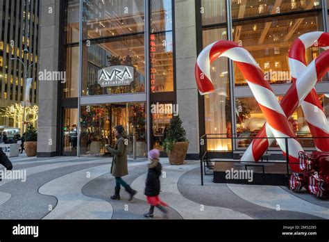 Giant Candy Canes Deck The Plaza In Front Of Avra Estiatorio Restaurant