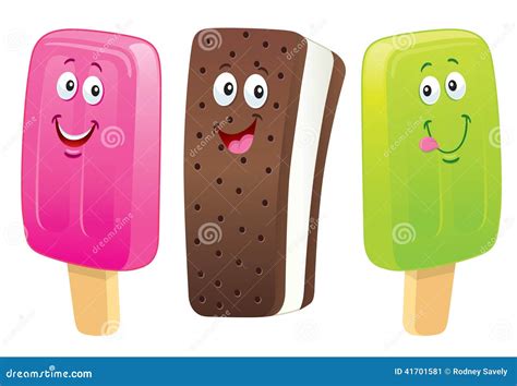 Ice Cream Sandwich And Popsicle Characters Stock Illustration