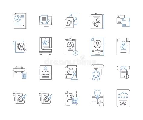 Business Documents Outline Icons Collection Contracts Policies Invoices Letters Reports