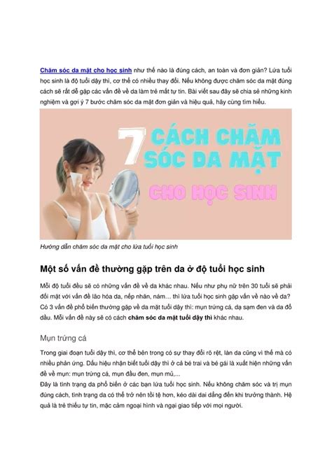 Ppt Cham Soc Da Mat Cho Hoc Sinh Powerpoint Presentation Free Download Id