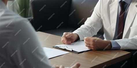Retrato Fotográfico De Um Psiquiatra Mostrando O Caderno A Um Paciente