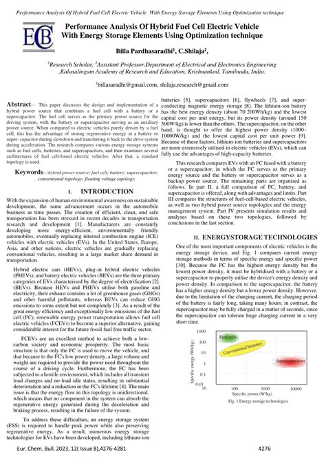 Pdf Performance Analysis Of Hybrid Fuel Cell Electric Vehicle With Energy Storage Elements