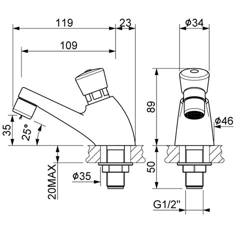 Single Water Tap Timed 812 Seconds In Chromed Brass Mcm 900104