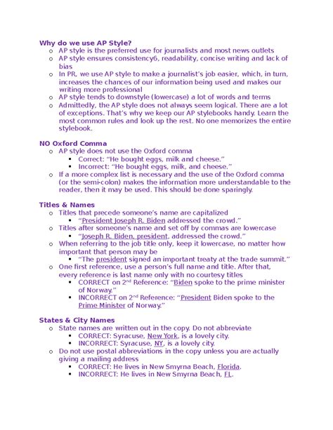 Ap Style Why Do We Use Ap Style O Ap Style Is The Preferred Use For