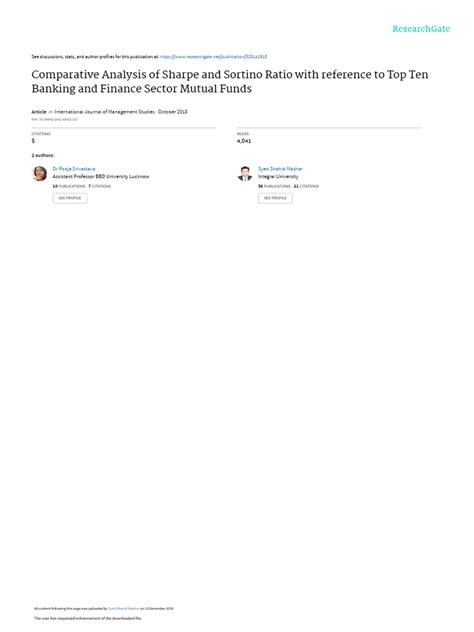 Comparative Analysis Of Sharpe And Sortino Ratio W Pdf