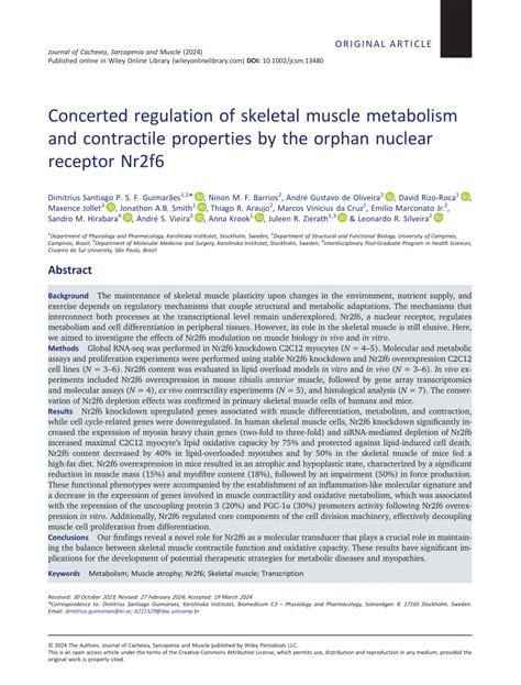 PDF Concerted Regulation Of Skeletal Muscle Metabolism And