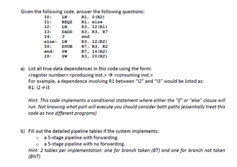 Given The Following Code Answer The Following Chegg Com