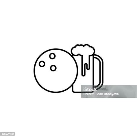 볼링 맥주 라인 아이콘 서명 및 기호는 웹 로고 모바일 앱 Ui Ux에 사용할 수 있습니다 로고에 대한 스톡 벡터 아트 및 기타