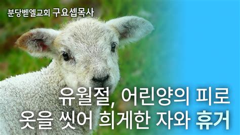 유월절 어린양의 피로 옷을 씻어 희게한 자와 휴거 250413 분당벧엘교회 구요셉목사 Youtube