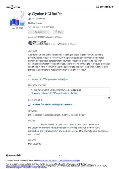 Pdf Glycine Hcl Buffer V1