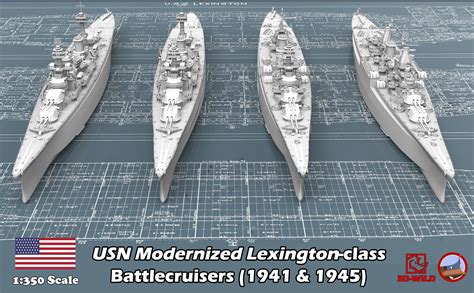 1350 Uss Modernized Lexington Class Battlecruisers Model Kit 3d Wild