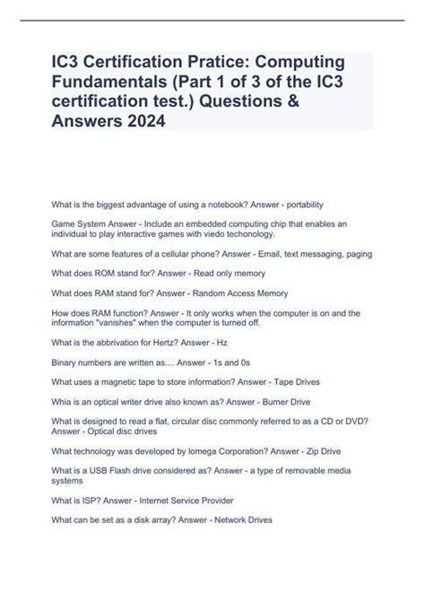 Ic3 Certification Pratice Computing Fundamentals Part 1 Of 3 Of The