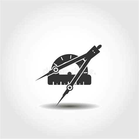 Compass With Protractor Illustration Design Element Geometry Isolated Icon Line Solid Design