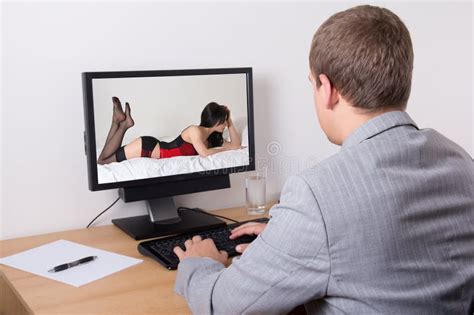 Businessman Watching In Computer At Work Stock Image Image Of Connection Computer 37123337