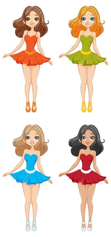 Free Vector Happy Smiling Women In Fancy Cocktail Party Dress