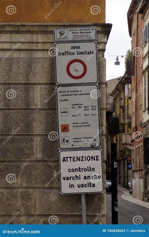 Traffic Signs Announcing Limited Traffic Zones Editorial Photography