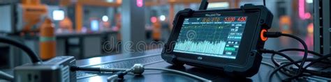Industrial Handheld Oscilloscope Displaying Signal Data In High Tech