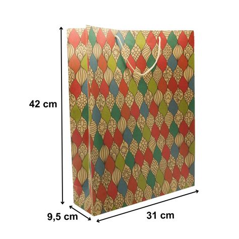 Sacola De Papel Kraft Desenhada G Pacote 12 Unidades KDU EMBALAGEM