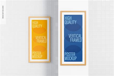 Premium Psd Vertical Framed Posters Mockup Hanging