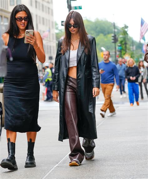 Emily Ratajkowski Shows Off Chiseled Abs In Low Slung Leather Pants And