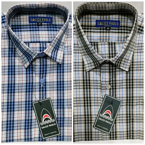 Jual Kemeja Pria Pendek Kotak Salice Paolo Motif Coklat Biru Bernike