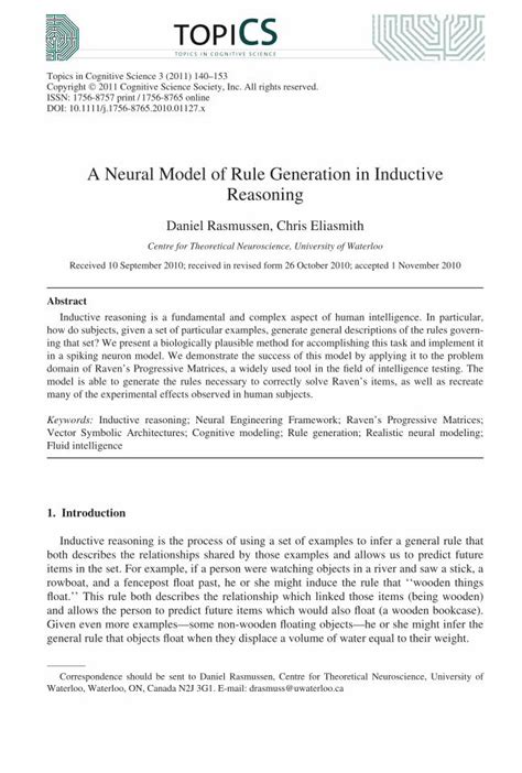 Pdf A Neural Model Of Rule Generation In Inductive Reasoningcompneuro