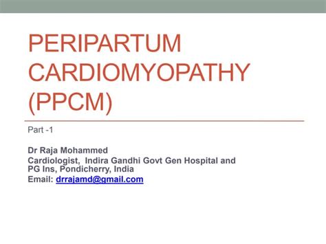 Peripartum Cardiomyopathy Ppcm Pptx