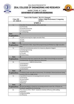 HPC 4 Riz High Performance Computing 4th Chapter Full Syllabus Notes
