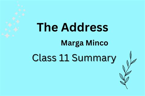 The Address Summary Snapshot English Class 11 Summary