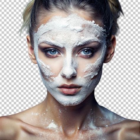 Premium Psd Woman Covered Her Face White Powder