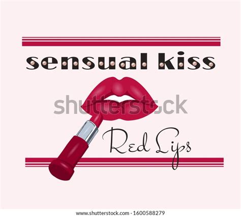 Red Lips Sensual Kiss Red Lipstick Stock Vector Royalty Free
