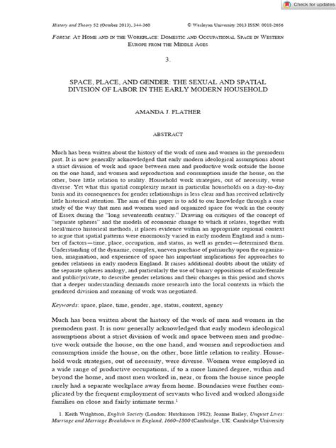 History And Theory 2013 Flather 3 Space Place And Gender The